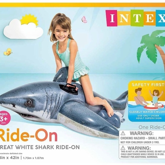 Intex | Swim | Intex Nib Vinyl Great Shark Rideon Inflatable Pool Float ...
